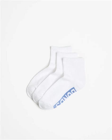 Cotton Blend Logo Cushioned Quarter Crew Socks 3 Pack Bonds Kmart
