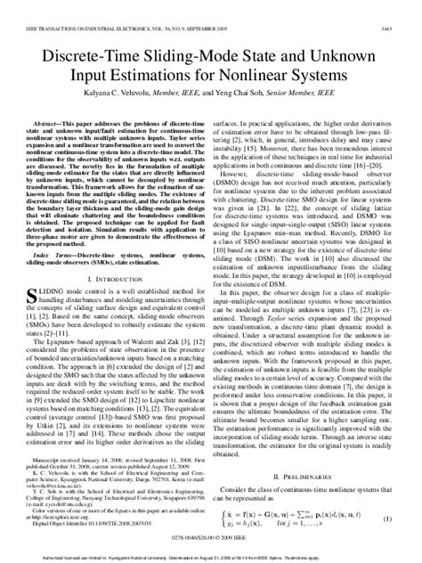 Pdf Discrete Time Sliding Mode State And Unknown Input Estimations