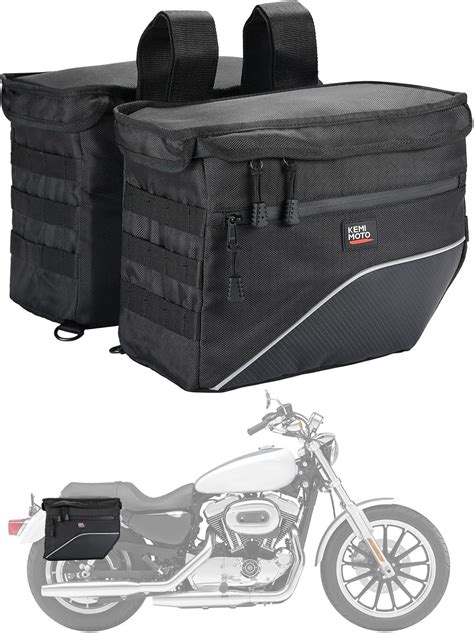 Kemimoto Motorcycle Saddle Bags Middle Sized Throw Over Black