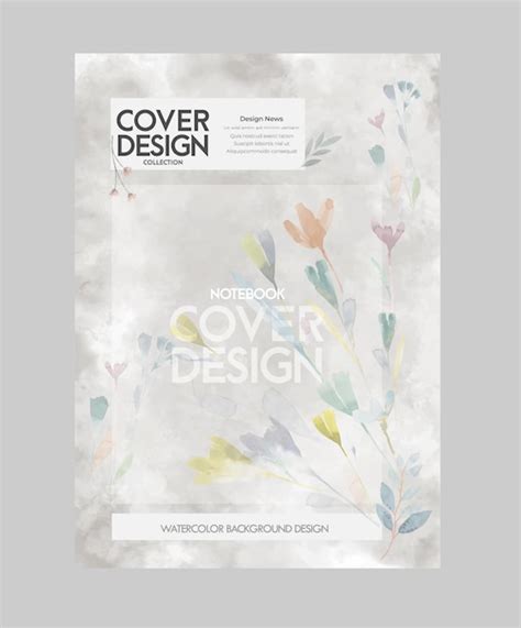수채화 배경 및 책 표지 디자인 프리미엄 벡터