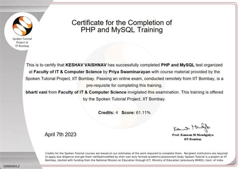 Keshav Vaishnav On Linkedin Php Mysql Training Iitbombay