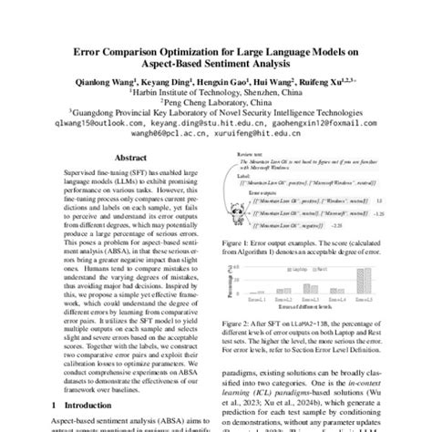 Error Comparison Optimization For Large Language Models On Aspect Based Sentiment Analysis Acl