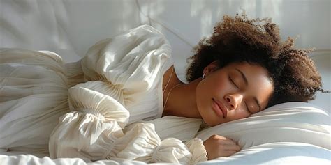 Beautiful Girl Sleeping On The Bed Premium Ai Generated Image
