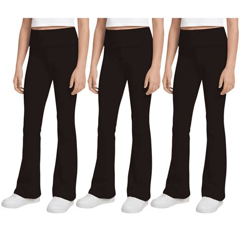 Sweet Hearts 3 Pack Girls Leggings Foldover Pants Wide Leg Flare