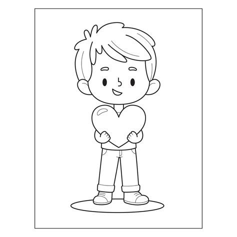 Раскраска Мальчик с сердечком распечатать или скачать