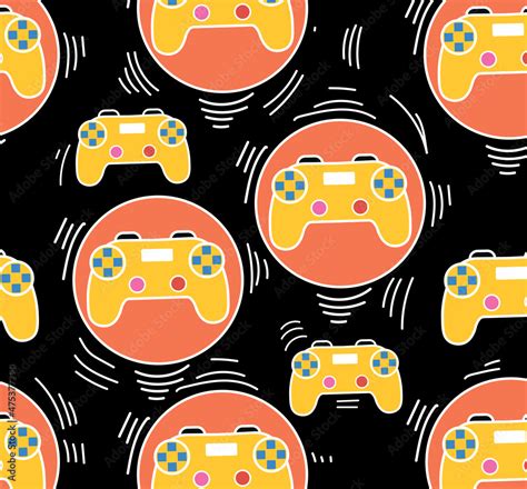Seamless Bright Pattern Collection Of Graphic Elements For Electronics Site Vintage Gamepad Or