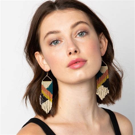 Emilie Angles Beaded Fringe Earrings Rust Wholesale Inkalloy Wholesale