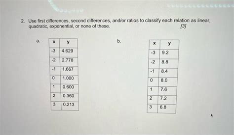 solved use first differences second differences and or