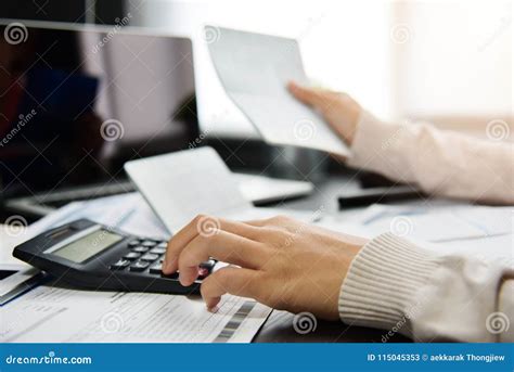 Woman Calculating Her Debt Stock Image Image Of Money Bankrupt