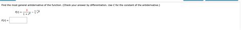 Solved Find The Most General Antiderivative Of The Function