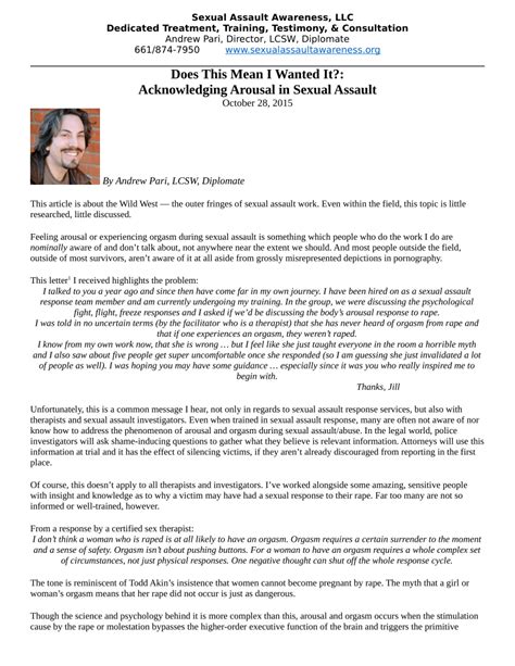 Pdf Does This Mean I Wanted It Acknowledging Arousal In Sexual Assault