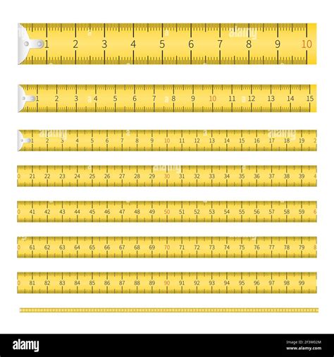Measuring Tape With Inch And Metric Scale Measure Instrument Isolated Tape Measure Size Set