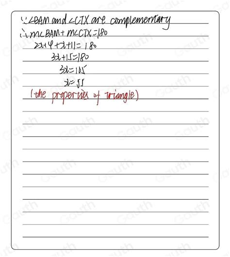 Solved 1 It Is Known That ∠ Bam And ∠ Ctx Are Complementary If M∠ Bam 2x 4 And M∠ Ctx X 11