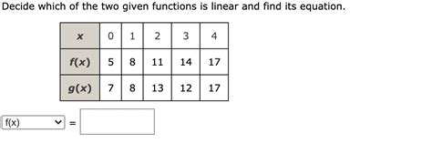Solved Decide Which Of The Two Given Functions Is Linear And