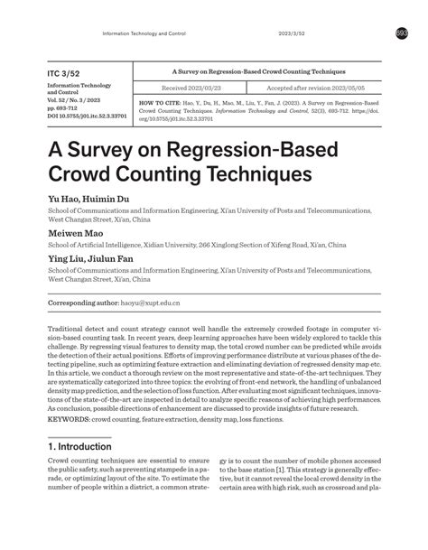 pdf a survey on regression based crowd counting techniques