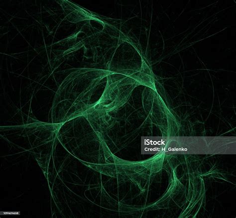 Ufo가 녹색 프랙탈 배경을 추상화 합니다 판타지 프랙탈 텍스처입니다 디지털 예술입니다 3d 렌더링입니다 컴퓨터 생성 이미지 검은색에 대한 스톡 사진 및 기타 이미지