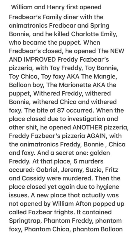 Fnaf Lore R Fivenightsatfreddys