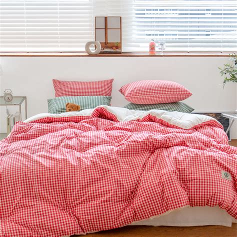 순수 유기농 깅엄 체크 오가닉코튼 알러지케어 차렵이불세트 4컬러 Ss Q K Lk Ek 1639446185 그래이불