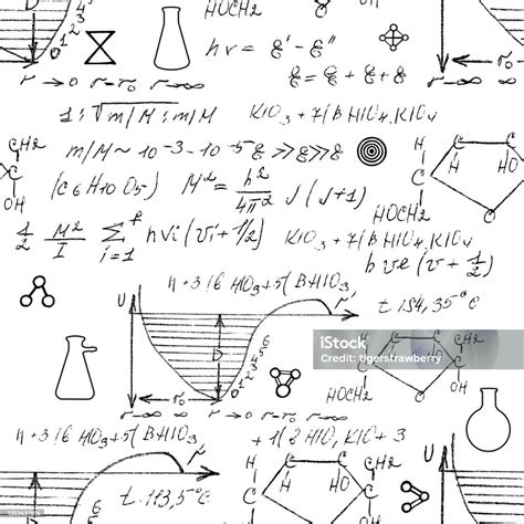 다양한 수식 및 분자 구조 및 다이어그램의 필기와 화학 원활한 패턴 원자 형상 대학 강의 전 연금술로 과학 연구 벡터 검사 보기에 대한 스톡 벡터 아트 및 기타 이미지