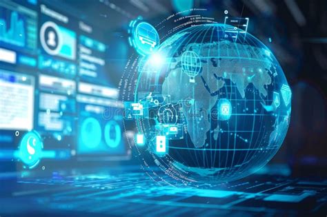 Virtual Planet Earth With Digital Technology Interface Stock