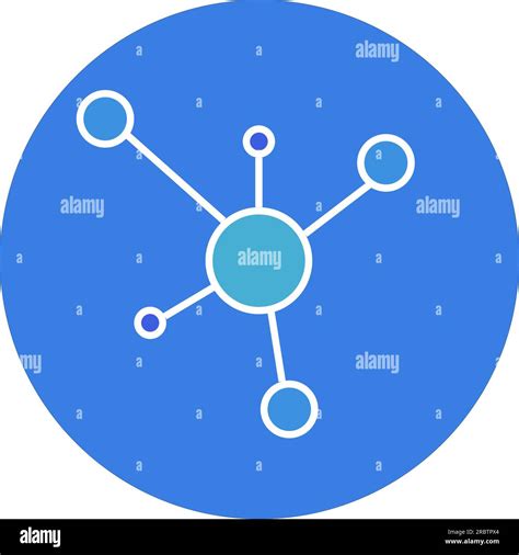 Neural Network In Blue Circle Vector Color Icon Or Vector Graphic