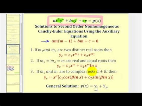 Second Order Nonhomogeneous Cauchy Euler Differential Equations Math Help From Arithmetic