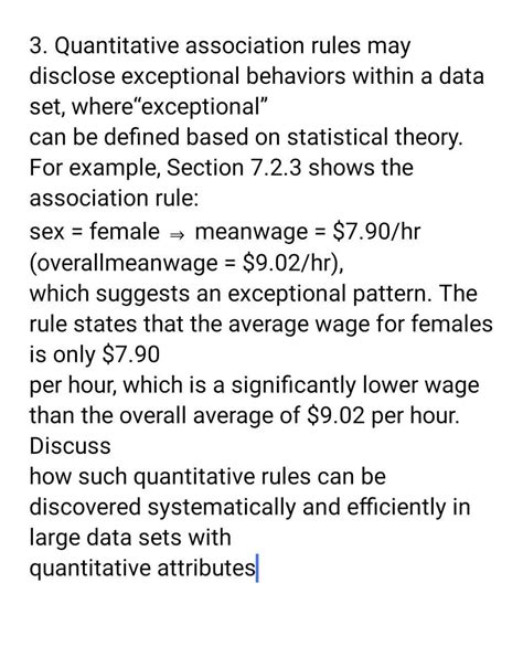 Solved 3 Quantitative Association Rules May Disclose