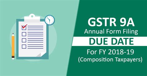 Gstr 9a Annual Form Filing Due Date For Fy 2018 19 Composition Taxpayers
