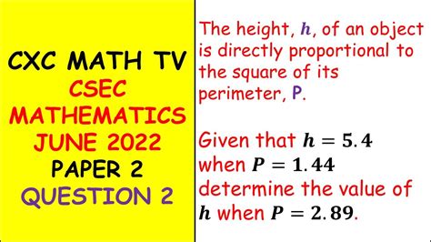 Csec Mathematicsjune 2022 Question 2variation And Factorization Youtube