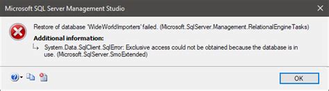 Database Restore Failed Could Not Obtain Exclusive Access Chris Lagreca