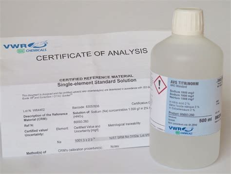 Vwr® Avs Titrinorm Lead Standard Solution 1000 Mgl Pb In Dil Nitric