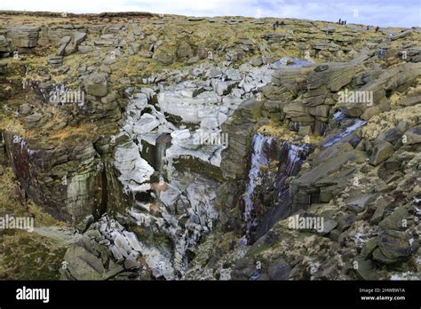 A Frozen Kinder Downfall Waterfall Kinder Scout Pennine Way Peak