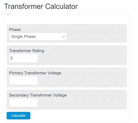 Transformer Calculator Calculator Academy