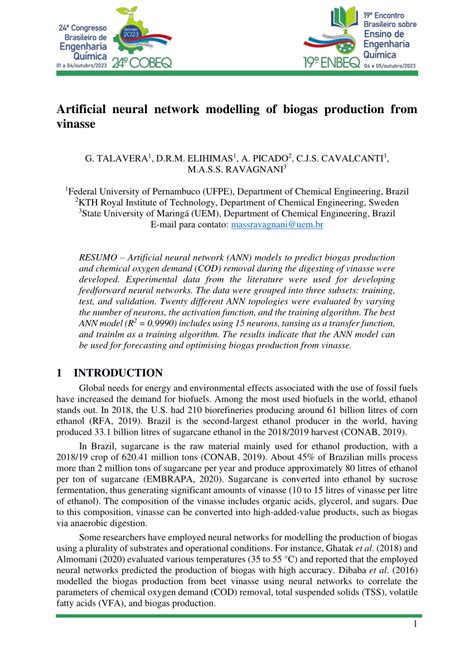 Pdf Artificial Neural Network Modelling Of Biogas Production From Vinasse