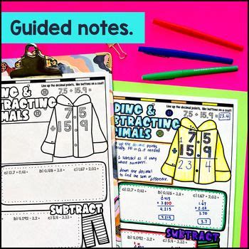 Adding And Subtracting Decimals Guided Notes With Doodles Sketch Notes Lesson Congruent Math
