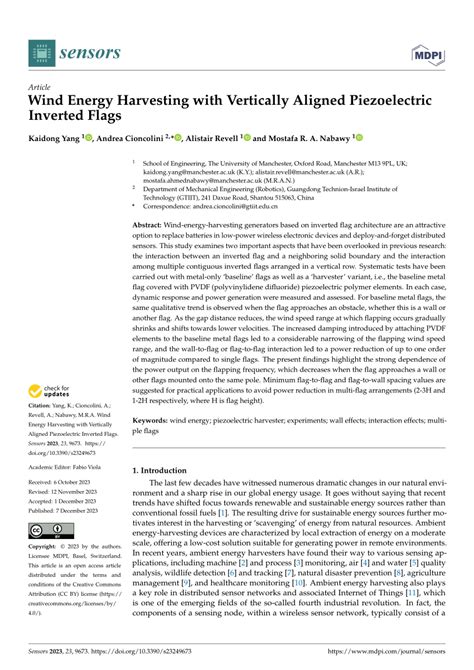 Pdf Wind Energy Harvesting With Vertically Aligned Piezoelectric