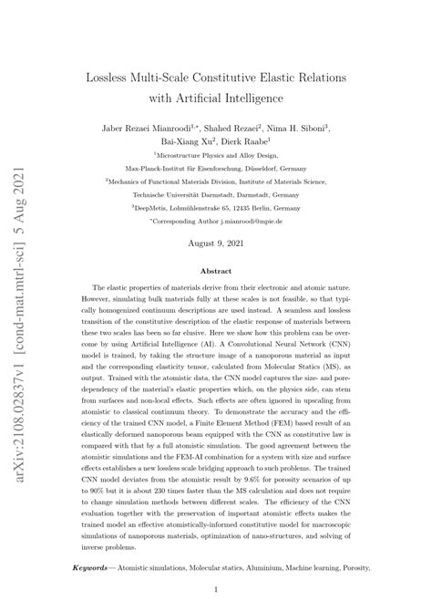 Pdf Lossless Multi Scale Constitutive Elastic Relations With