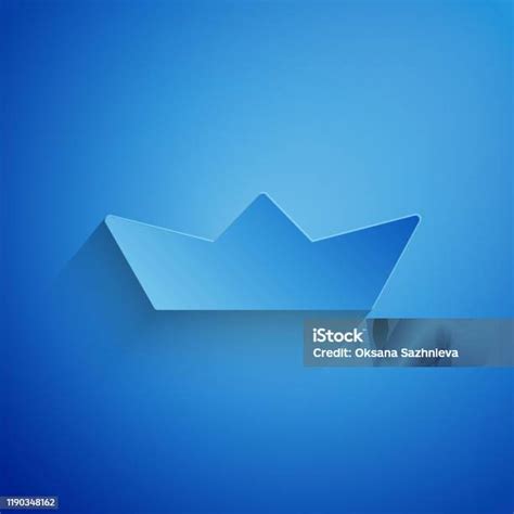 종이 잘라 파란색 배경에 격리 접힌 종이 보트 아이콘 종이 접기 종이 선박입니다 종이 아트 스타일입니다 벡터 일러스트레이션 개념에 대한 스톡 벡터 아트 및 기타 이미지