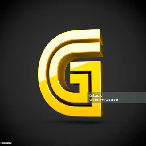 검은 배경에 고립 된 노란색 복고풍 문자 대문자 G 0명에 대한 스톡 벡터 아트 및 기타 이미지 0명 3차원 형태 금 금속 Istock