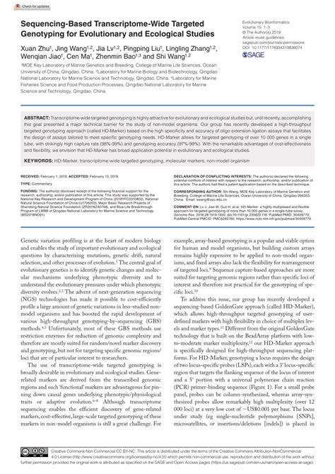 Pdf Sequencing Based Transcriptome Wide Targeted Genotyping For Evolutionary And Ecological