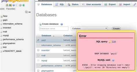 cara memperbaiki error no 39 error dropping database