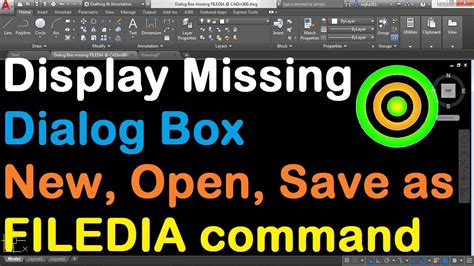 how to display missing dialog box window new saveas open autocad