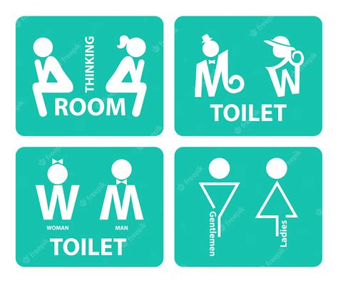 화장실 문 아이콘 남성과 여성 공중 화장실 표시 프리미엄 벡터