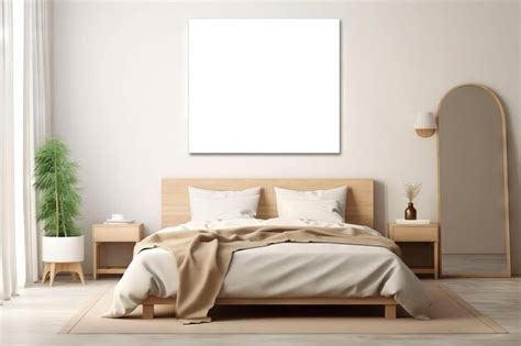 Premium Ai Image Big Square Mock Up Frame On A Modern Bedroom