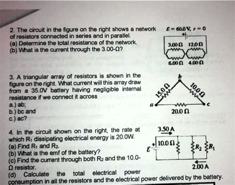 2 The Circuit In The Figure On The Right Shows A Network E 6oov R 0 Of Resistors Connected In