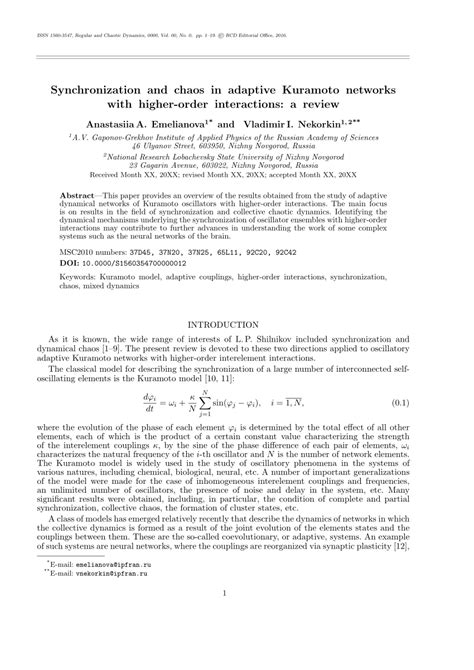 Pdf Synchronization And Chaos In Adaptive Kuramoto Networks With