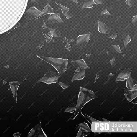 고립 된 3d 렌더링의 Psd 깨진 유리 파편 투명 배경 프리미엄 Psd 파일