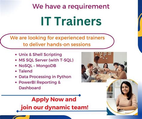 🚀 Immediate Openings It Trainers 🚀 We Are Looking For Experienced Trainers To Deliver Hands On