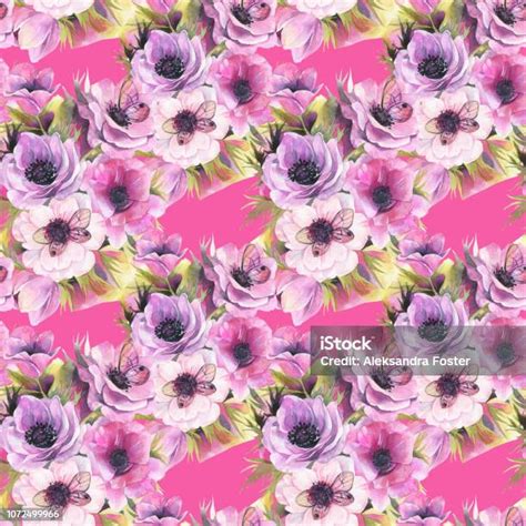 아 네모 네와 나비 수채화 완벽 한 패턴입니다 낭만적인 식물 배경 화면입니다 0명에 대한 스톡 벡터 아트 및 기타 이미지 0명 개화기 꽃 나무 Istock