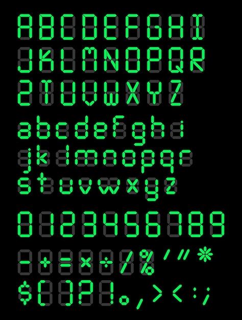 Premium Vector Digital Alarm Clock Font